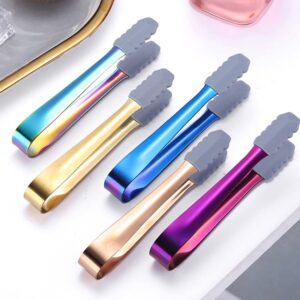 Hemoton 2pcs Sugar Cube Tongs Cooking Tongs Grill Buffet Tongs Small Pastry Sugar Tong Silicone Tip Cube Tongs Charcoal Clamps Mini Pliers Small Food Tong Ice Cubes South Korea