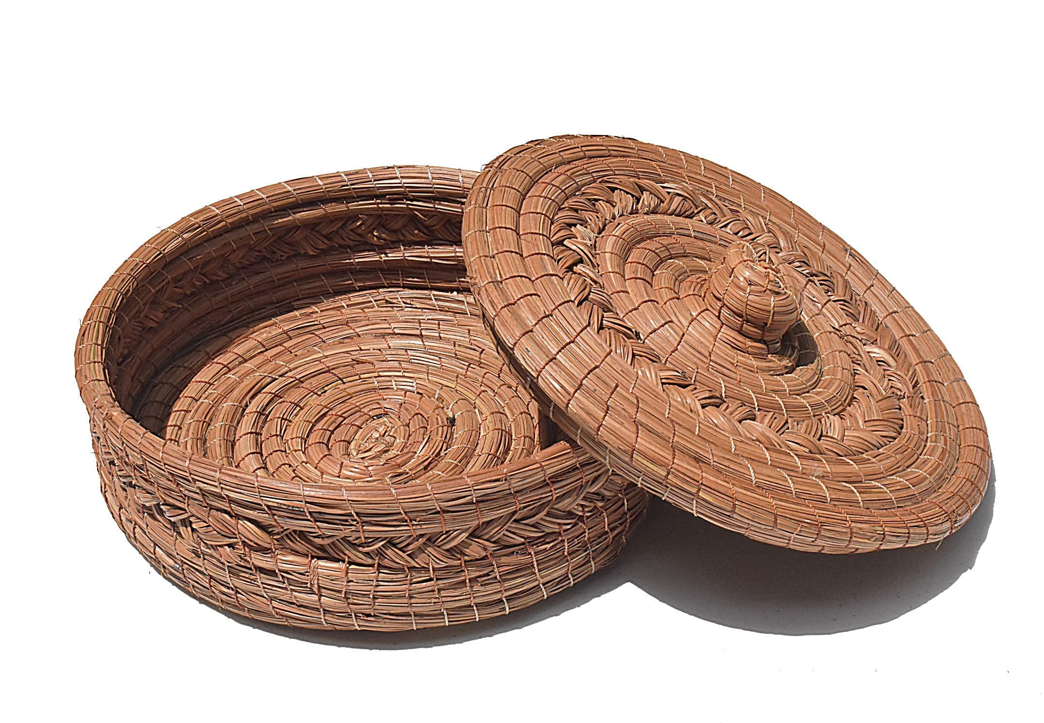 MEXTEQUIL - Authentic Mexican Tortilla Warmer Basket - Pine Needle Handwoven with Handloomed Cloth (Natural 7" w cloth)