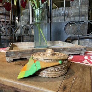 MEXTEQUIL - Authentic Mexican Tortilla Warmer Basket - Pine Needle Handwoven with Handloomed Cloth (Natural 7" w cloth)