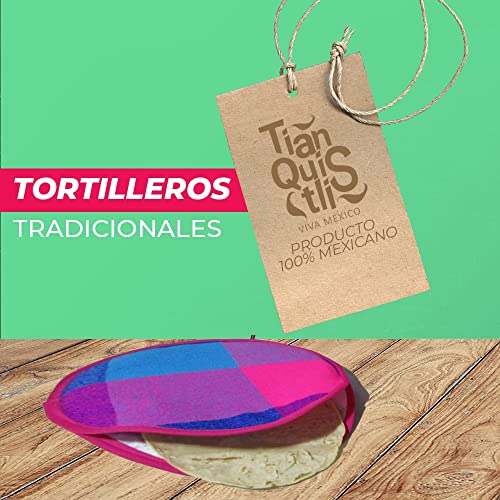 Tortilla Warmer Mexican Desing Cinco de Mayo Fiesta Party. Microwavable Fabric Pouch to Keep Tortillas Soft and Warm Made in Mexico (Purple)