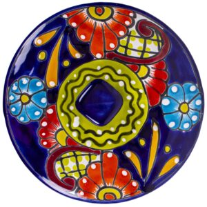 FESTMEX Genuine Mexican Talavera Hand Painted Tortillero Ceramic Tortilla warmer bowl with lid Handmade in Mexico by Artisans (Floral)