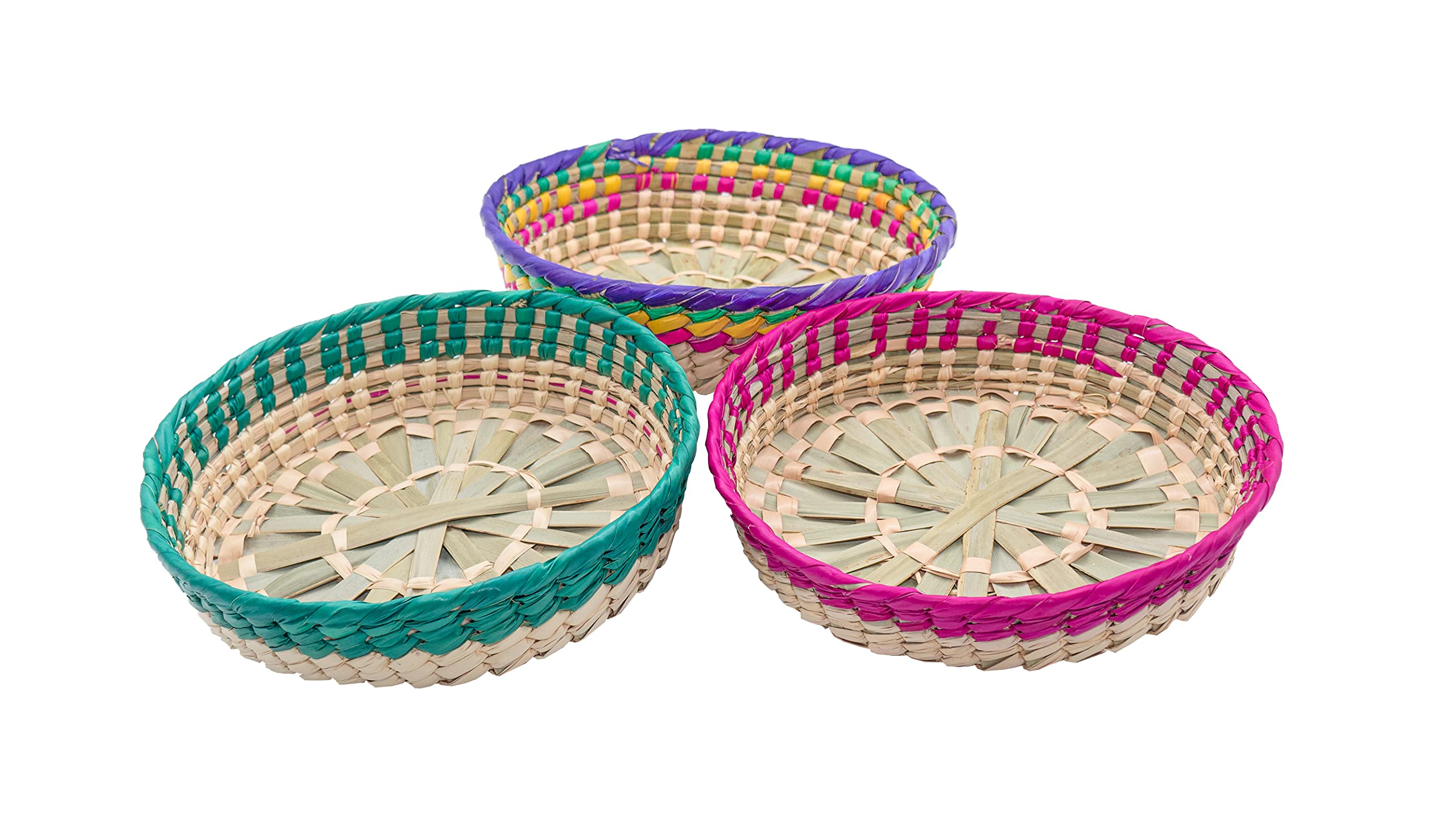 Mexican Tortilla Basket Set - Large Tortilla Warmer 8 inches - Vibrant Tortilla Holder, Pancake Warmer, Taco Keeper - Authentic Tortillero Set for Kitchen, Party Mexican Décor (3, 1/2 Kg)