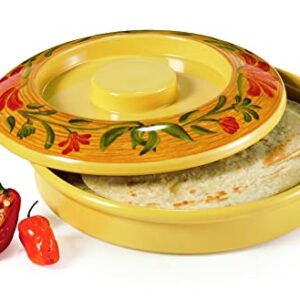 G.E.T. TS-800-VN-EC Venetian 7.75" Tortilla Server with Lid, Break Resistant Dishwasher Safe Melamine Plastic, Viva Mexico Collection (Pack of 4)