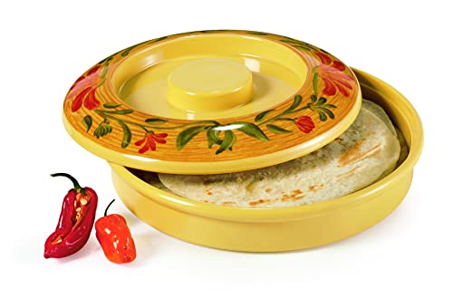 G.E.T. TS-800-VN-EC Venetian 7.75" Tortilla Server with Lid, Break Resistant Dishwasher Safe Melamine Plastic, Viva Mexico Collection (Pack of 4)