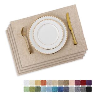 home brilliant placemats set of 4 heat resistant dining table place mats plate mat cloth placemats spring kitchen table mats indoor outdoor, light linen