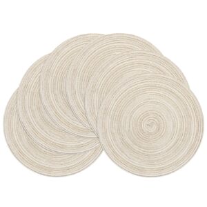 shacos round placemats set of 6 braided circle place mat washable 15 inch table mats for kitchen dining table mixed color (ivory, 6)