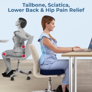 5 STARS UNITED Seat Cushion for Desk Chair - Tailbone, Coccyx Sciatica Pain Relief - Office Chair Cushions - Wheelchair Cushions - Car Seat Cushions - Pressure Relief Lifting Cushions