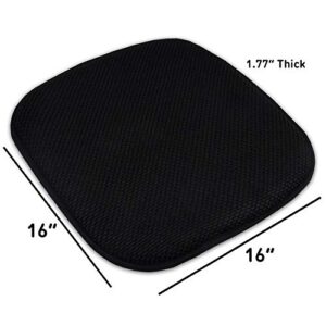 Sweet Home Collection 4 Pack Memory Foam Honeycomb Nonslip Back 16" x16" Chair/Seat Cushion Pad, Black