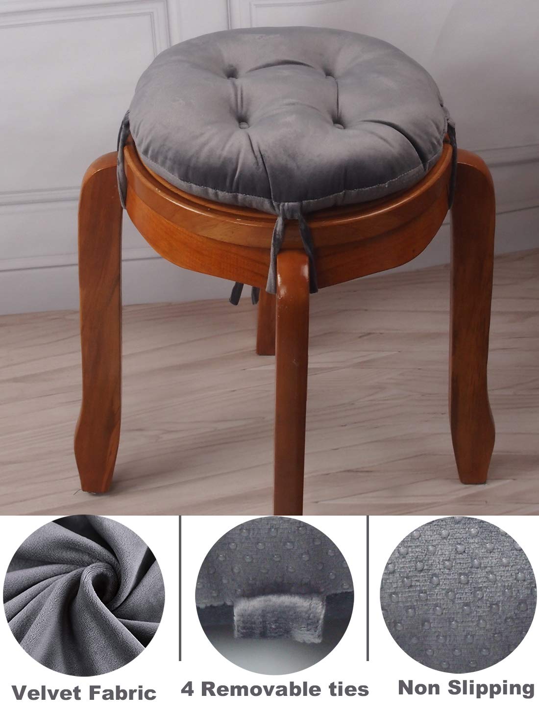 Augld 2 Pack Bar Stool Cushion Small Kids Chair Pad with Ties Round 14”x14”x2”