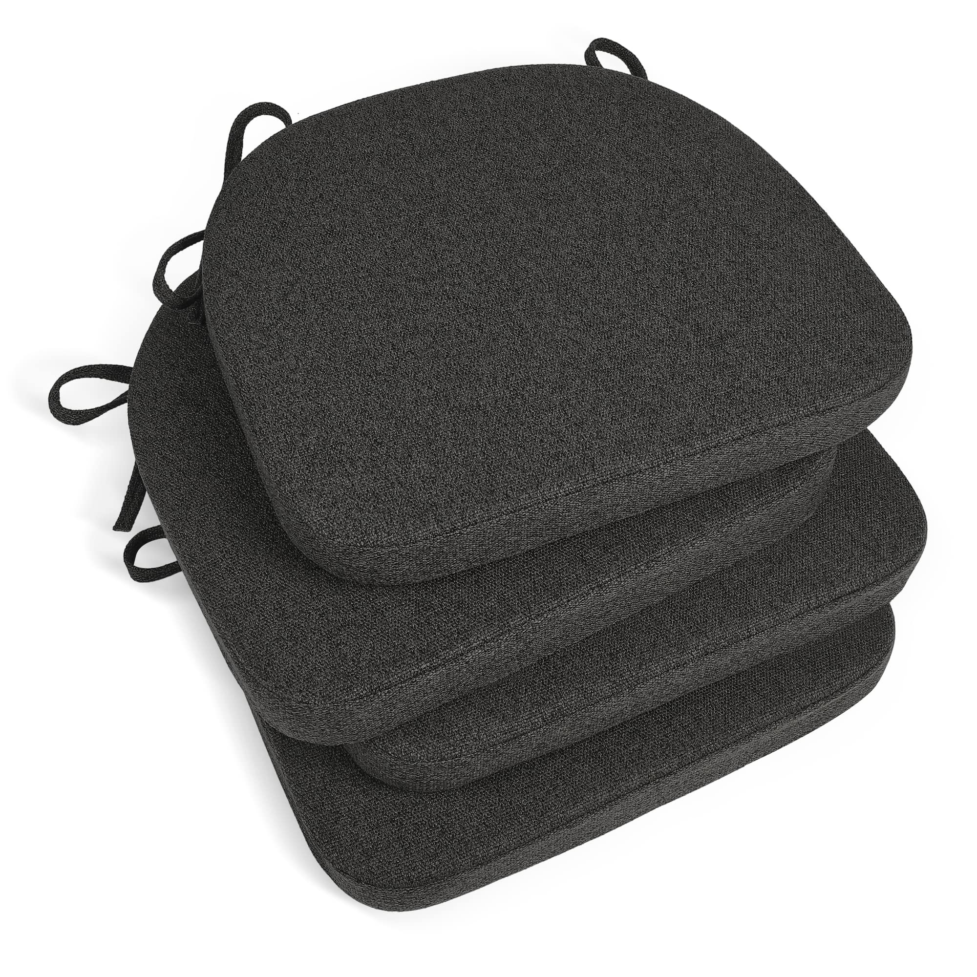 Tromlycs Kitchen Chair Cushions for Dining Pads Set of 4 Room Seat Indoor U Shaped Non Slip with Ties 17 x 16 Inch Black Gray