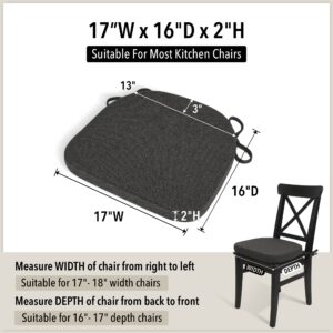 Tromlycs Kitchen Chair Cushions for Dining Pads Set of 4 Room Seat Indoor U Shaped Non Slip with Ties 17 x 16 Inch Black Gray