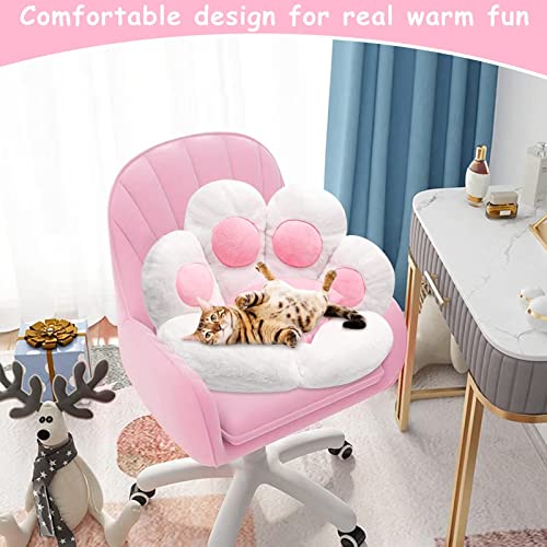 DOBUONO Cat Paw Cushion Cute Chair Cushions Kawaii Cat Paw Shape 28"x 24"Gaming Chair Cushion Kitty Plush Lazy Sofa Pillow for Girl Gamer Chair,Kawaii Accessories Stuff Room Decor (White)