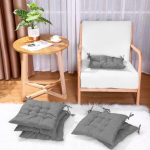 Sanwuta 6 Pcs Seat Cushions Set Chair Cushion Dining Chair Cushion Comfort Chair Pads Chair Mat for Dining Office Room Kitchen Chair Cushions with Ties Desk Chair Pad for Indoor Outdoor (Gray)