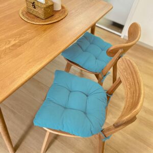 JAMPAYANG Chair Cushion, 4 Pack Chair Cushions for Dining Chairs, Chair Pads and Mat with Ties for Indoor Kitchen Seat and Desk (4 Count - 17 x 16 in, Teal)