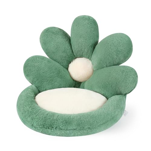 Ditucu Flower Shape Seat Cushion Comfy Kawaii Gaming Chair Cushions 19 inch Lazy Sofa Office Floor Pillow Pad Cute Stuff for Gamer Bedroom Decor Green