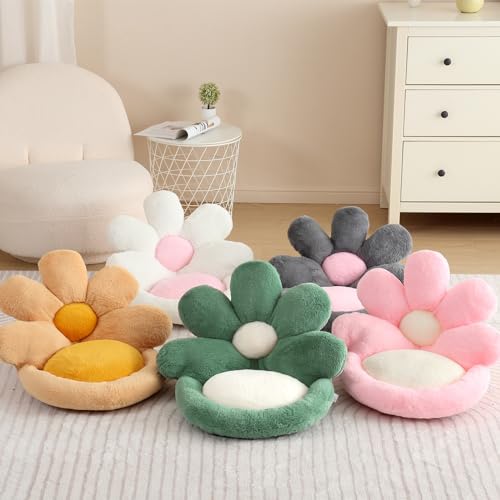 Ditucu Flower Shape Seat Cushion Comfy Kawaii Gaming Chair Cushions 19 inch Lazy Sofa Office Floor Pillow Pad Cute Stuff for Gamer Bedroom Decor Green