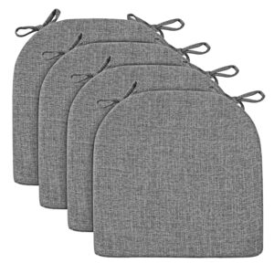 Wellsin Chair Cushions for Dining Chairs 4 Pack - Kitchen Chair Cushions with Ties and Non-Slip Backing - Dining Chair Pads 16"X16"X2", Dark Gray