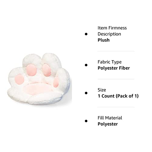 ELFJOY Comfy Chair Cushion Plush Cat Paw Cushion Kawaii Home Decor Cat Pillow for Office and Computer Gaming Chair (70 * 60cm, White)