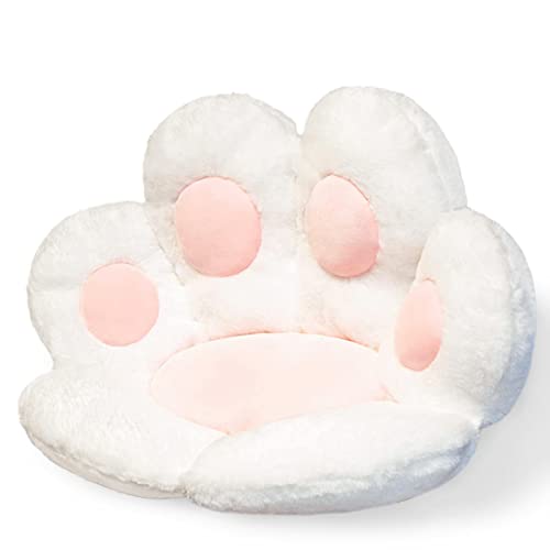 ELFJOY Comfy Chair Cushion Plush Cat Paw Cushion Kawaii Home Decor Cat Pillow for Office and Computer Gaming Chair (70 * 60cm, White)