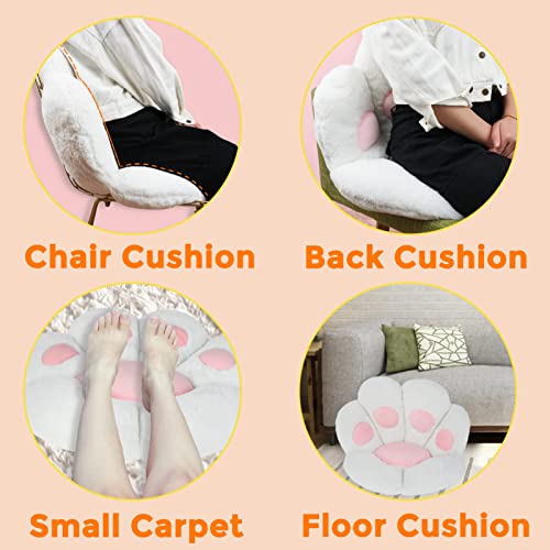 ELFJOY Comfy Chair Cushion Plush Cat Paw Cushion Kawaii Home Decor Cat Pillow for Office and Computer Gaming Chair (70 * 60cm, White)