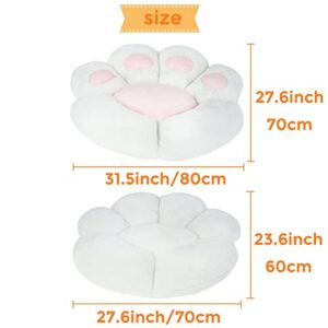 ELFJOY Comfy Chair Cushion Plush Cat Paw Cushion Kawaii Home Decor Cat Pillow for Office and Computer Gaming Chair (70 * 60cm, White)