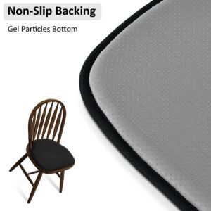 Shinnwa Windsor Chair Cushions Black Seat Cushions for Kitchen Chairs Farmhouse Non Slip Chair Pads for Dining Room Chairs with Foam Padding and Textured Cover Set of 4 (17 x 15.5 Inches)