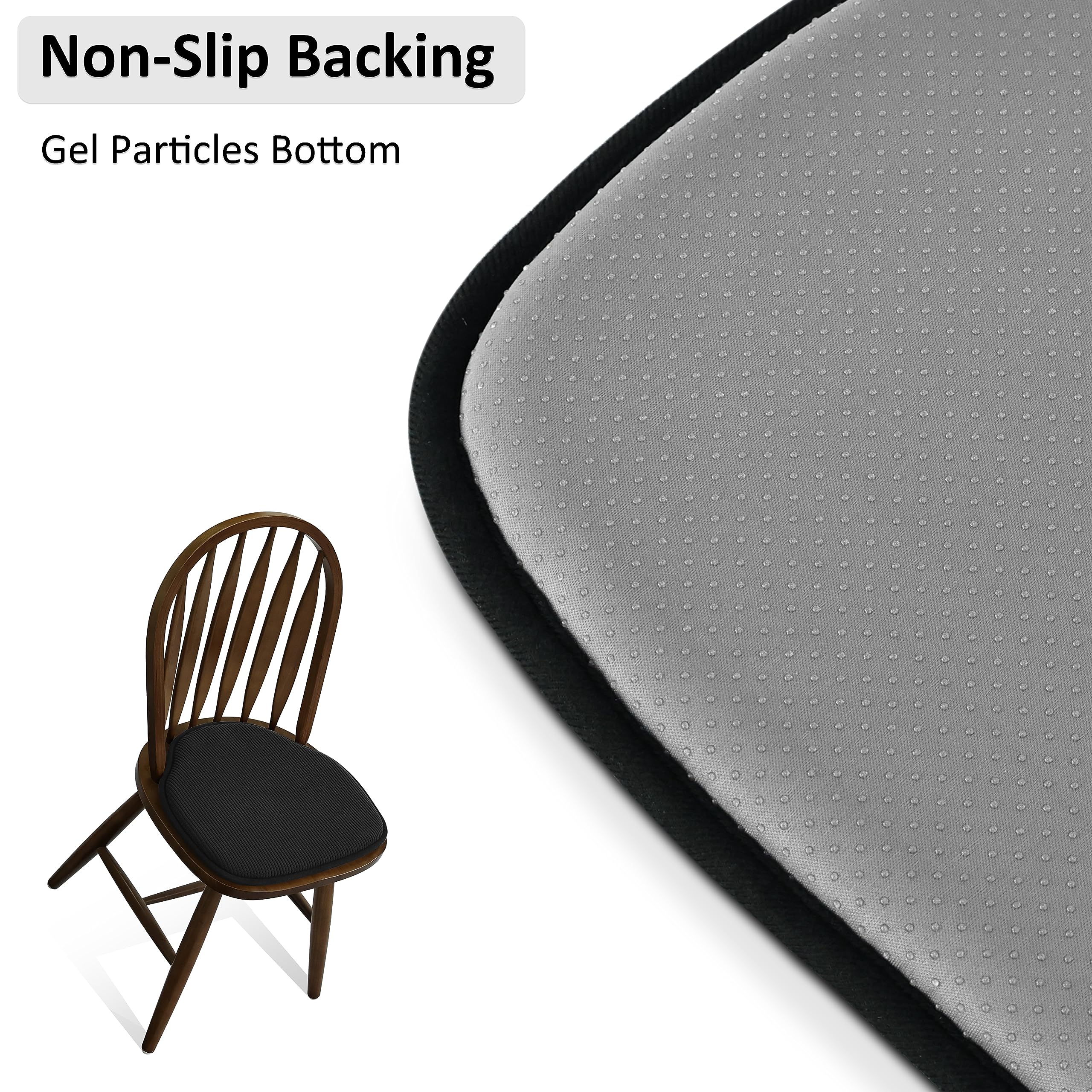 Shinnwa Windsor Chair Cushions Black Seat Cushions for Kitchen Chairs Farmhouse Non Slip Chair Pads for Dining Room Chairs with Foam Padding and Textured Cover Set of 4 (17 x 15.5 Inches)