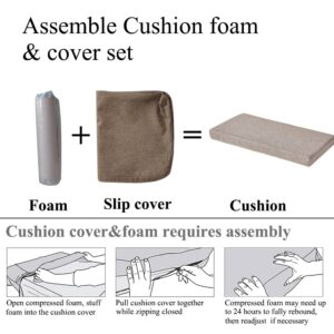 MICUSHION Chair Pads 18x18 Inch for Dining Chairs Set of 2 with Ties Non Slip Washable Seat Cushion with Zipper Indoor Chair Cushions for Kitchen, Grey