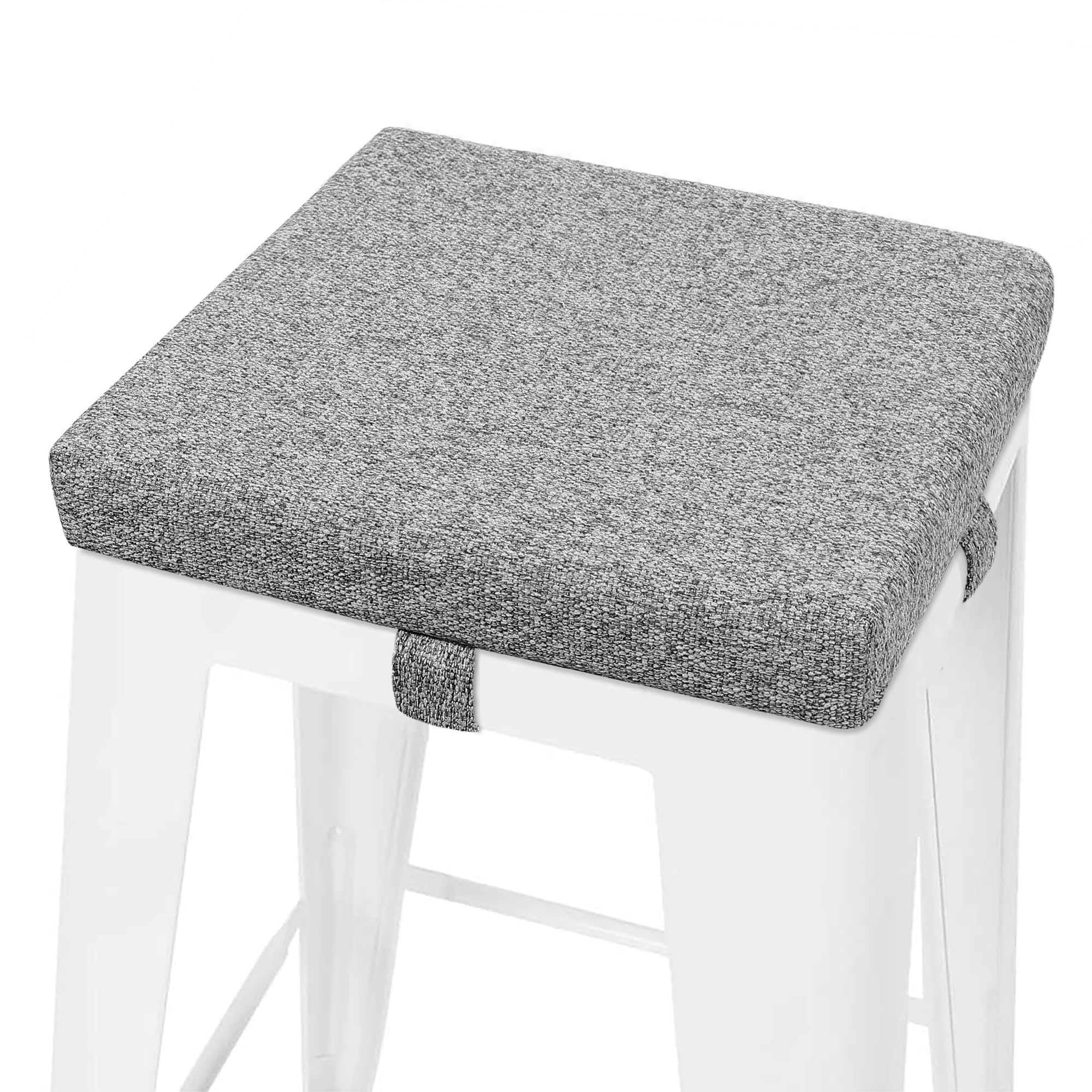 Tromlycs 12x12 Chair Cushion Bar Stool Square Seat Cushion with 4 Velcro Straps Slip Resistant Textured Wooden Metal Small Bar Stool Cover - Gray (1 Pack)