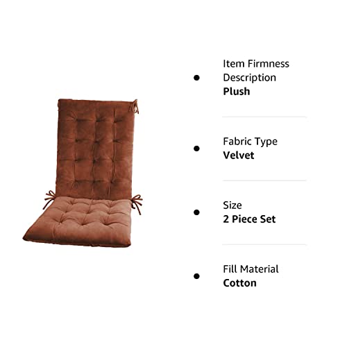 ELFJOY Solid Color Cozy Sanding Fabric Rocking Chair Cushions -Rocker Chair Pad Set Brown