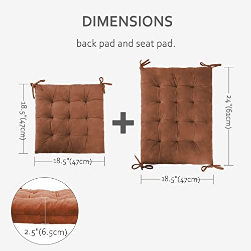 ELFJOY Solid Color Cozy Sanding Fabric Rocking Chair Cushions -Rocker Chair Pad Set Brown