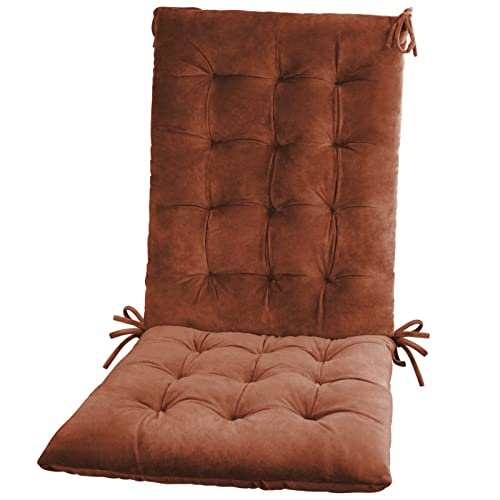 ELFJOY Solid Color Cozy Sanding Fabric Rocking Chair Cushions -Rocker Chair Pad Set Brown