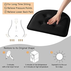 LOVTEX Chair Cushions for Dining Chairs 4 Pack, Non Slip Chair Pads for Dining Chairs, Kitchen Chair Cushions 17 x 16 x 1.5, Black Seat Cushions