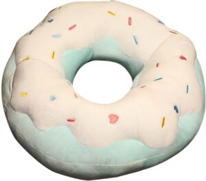 chezmax round donut pillow print decorative comfortable soft plush funny food shaped pad seat back stuffed cushion adult and kids for couch chair floor sofa sea salt