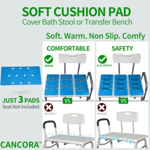 Bathtub Transfer Bench Mat,Shower Chair Mat,Shower Chair Pad,Adhesive Backing Non Slip Soft Cushion, 15.1 x 7.6 Inch,3Pack,Blue