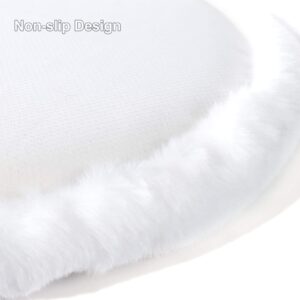 Shinnwa White Round Dorm Fur Chair Cushion Pad with Furry Faux Fur Cover Small Mini Cute Seat Cushion for Kids Desk Chair Teen Girls Bedroom Décor 16 Inch