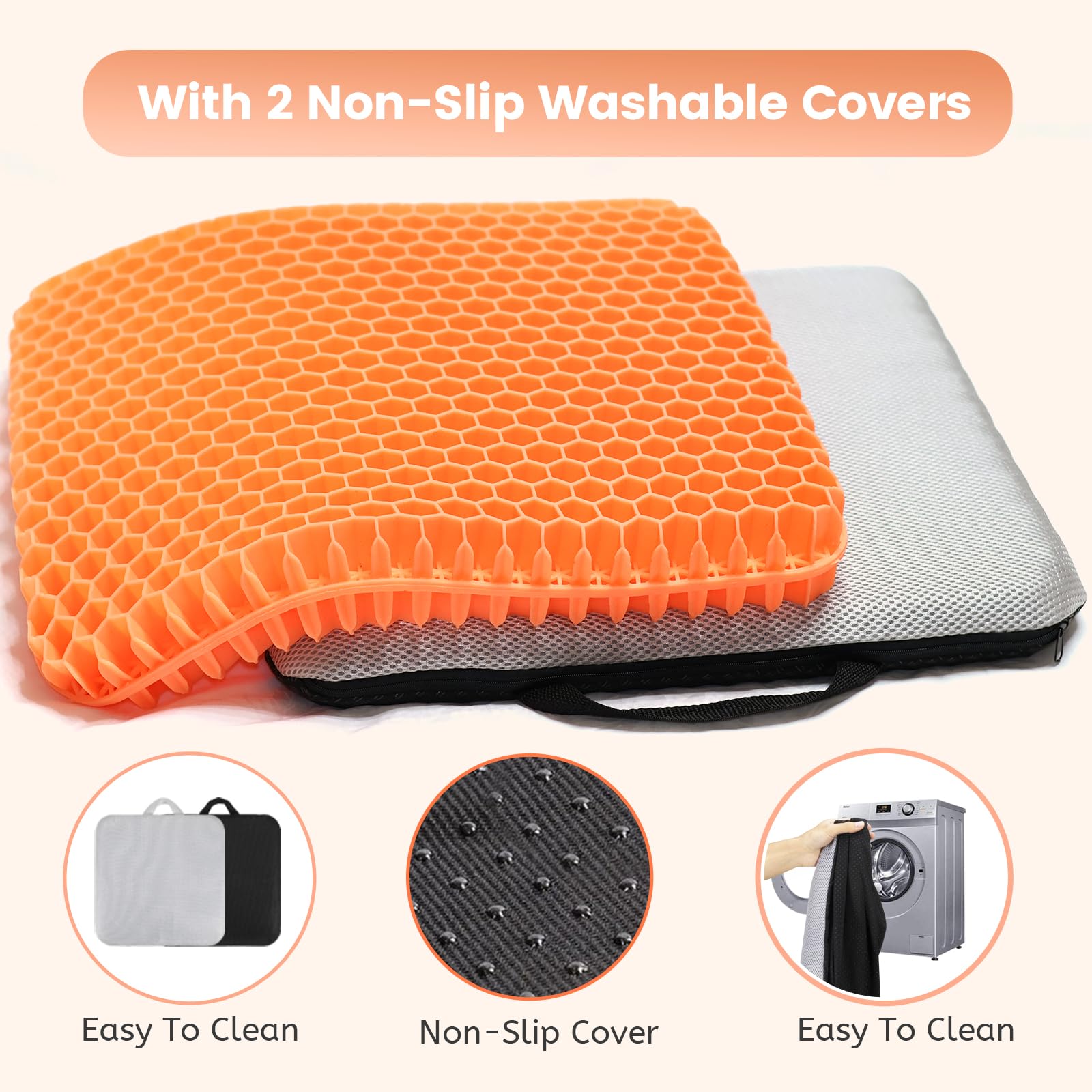 XSIUYU Extra-Large Gel Seat Cushion, Breathable Honeycomb Design Chair Cushions, Tailbone Pain Relief Egg Seat Cushion Butt Pillow, Chair Cushion for Office Chair Car Wheelchair Home Desk Chair