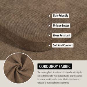 Tromlycs Chair Pads for Dining Chairs Set of 4 Kitchen Room Seat Cushions Indoor Non Slip with Ties 17 x 17 Inch Brown Corduroy