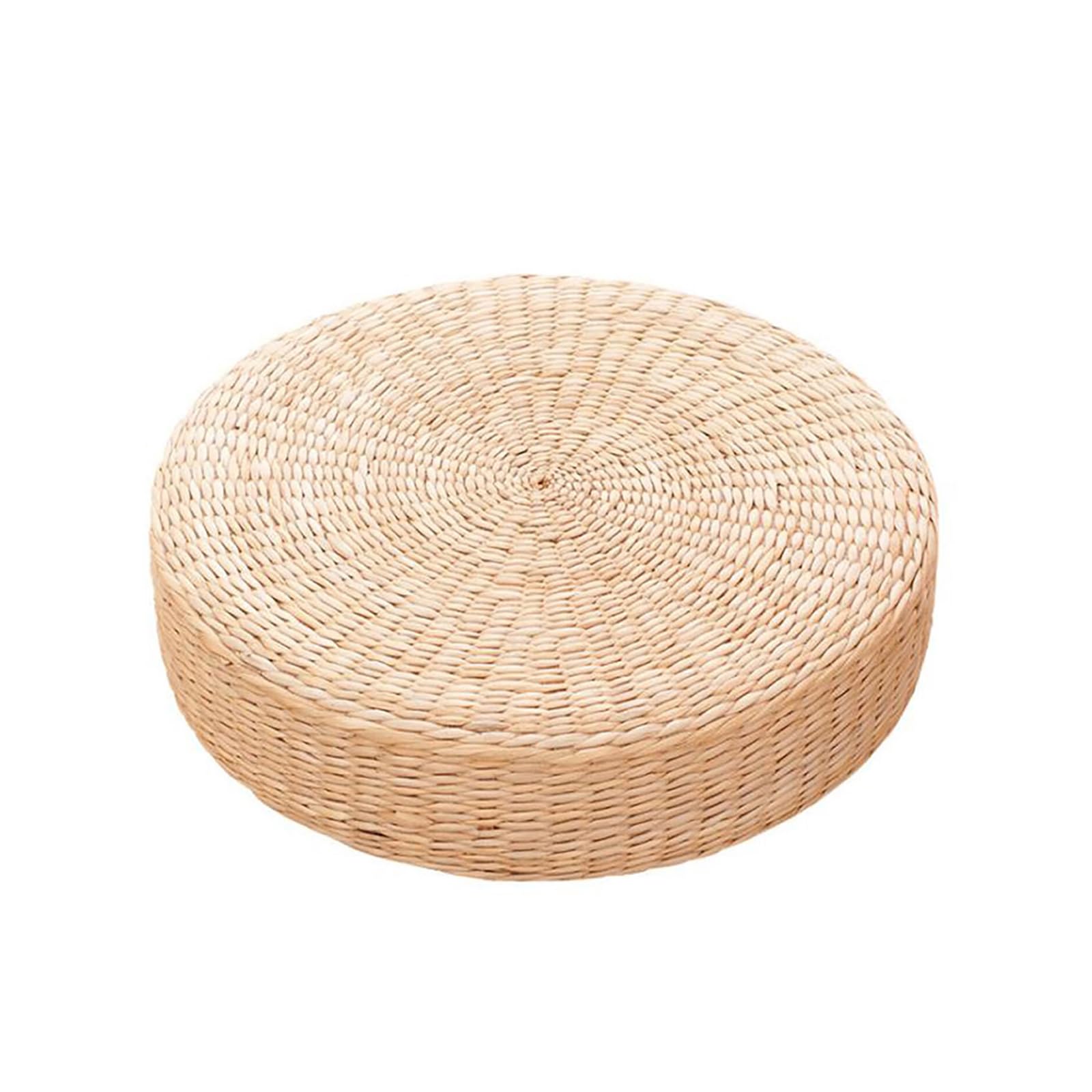 11.8In/30CM Hand-Woven Natural Cattail Mat Cushion Pouf, Japanese Style Round Straw Seat Pad, Handmade Floor Pouf for Party Living Room Bay Window 1 Count (Kids)