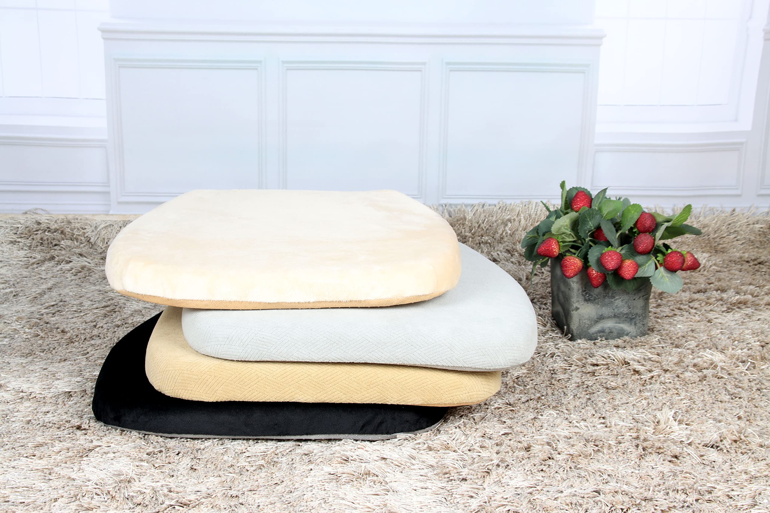 Sigmat Dining Chair Cushion 16.5"x16"x1.5" Memory Foam Washable Kitchen Chair Seat Cushion Pads Beige