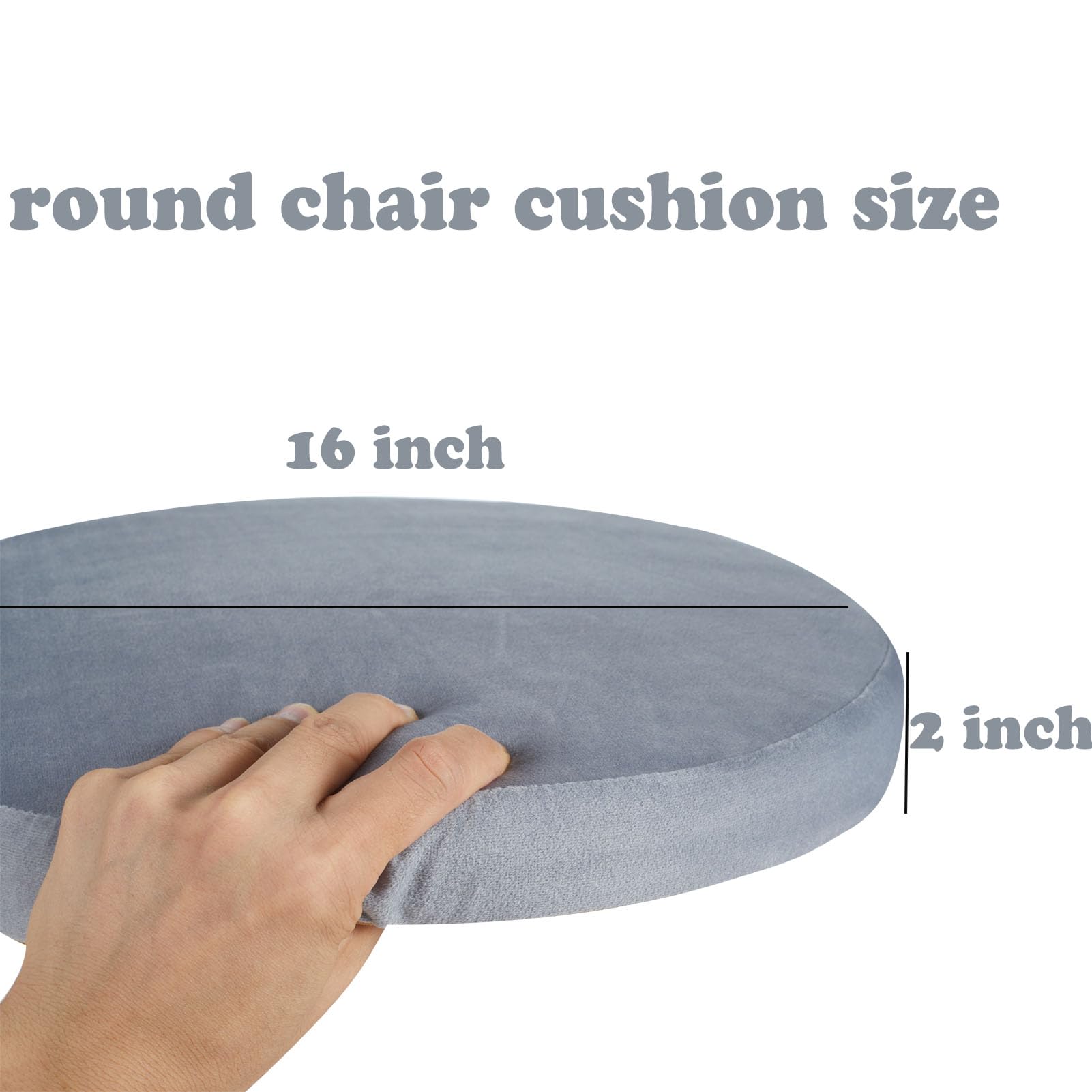 Big Hippo Chair Pads Round Memory Foam Seat Cushion Non Slip Rubber Back Thicken Seat Cushion Soft Chair Cushion for Home Office Gray (16" X 16")