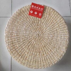 MAHAO Japanese Style Handcrafted Eco-Friendly Padded Knitted Straw Flat Seat Cushion,Hand Woven Tatami Floor Cushion Corn Maize Husk (Dia50cm/19.7" x 10cm/4")