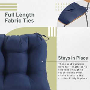 Arlee Home Fashions – Fiber Filled Premium Chair Pads - Chair Pads with Tiebacks –14” L X 15” W – Navy - Set of 2