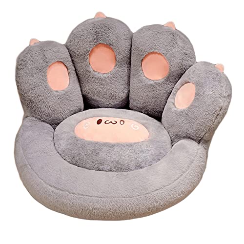 Ditucu Cat Paw Cushion Lazy Sofa Office Gaming Chair 20 inch Comfy Kawaii Plush Bear Paw Warm Floor Pillow Cute Seat Pad for Bedroom Decor Grey