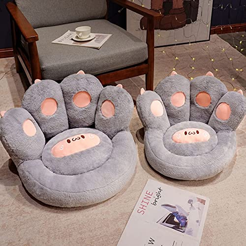 Ditucu Cat Paw Cushion Lazy Sofa Office Gaming Chair 20 inch Comfy Kawaii Plush Bear Paw Warm Floor Pillow Cute Seat Pad for Bedroom Decor Grey