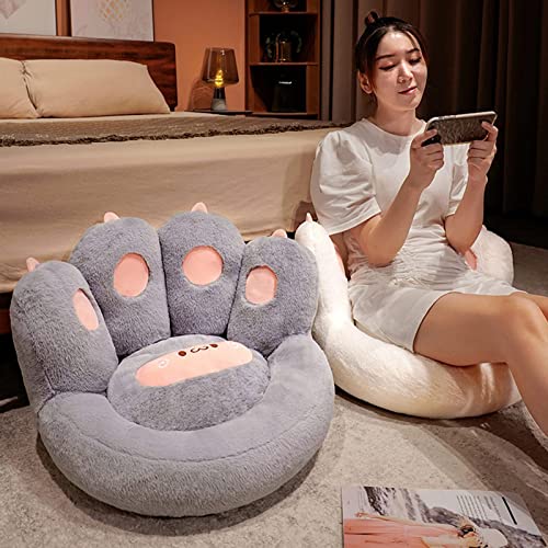 Ditucu Cat Paw Cushion Lazy Sofa Office Gaming Chair 20 inch Comfy Kawaii Plush Bear Paw Warm Floor Pillow Cute Seat Pad for Bedroom Decor Grey