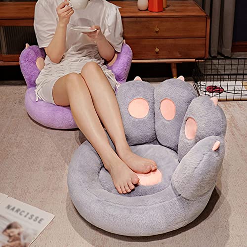 Ditucu Cat Paw Cushion Lazy Sofa Office Gaming Chair 20 inch Comfy Kawaii Plush Bear Paw Warm Floor Pillow Cute Seat Pad for Bedroom Decor Grey