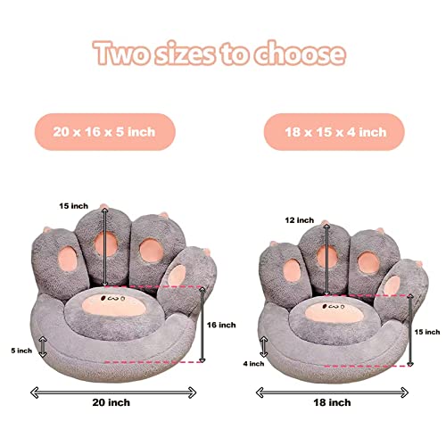 Ditucu Cat Paw Cushion Lazy Sofa Office Gaming Chair 20 inch Comfy Kawaii Plush Bear Paw Warm Floor Pillow Cute Seat Pad for Bedroom Decor Grey