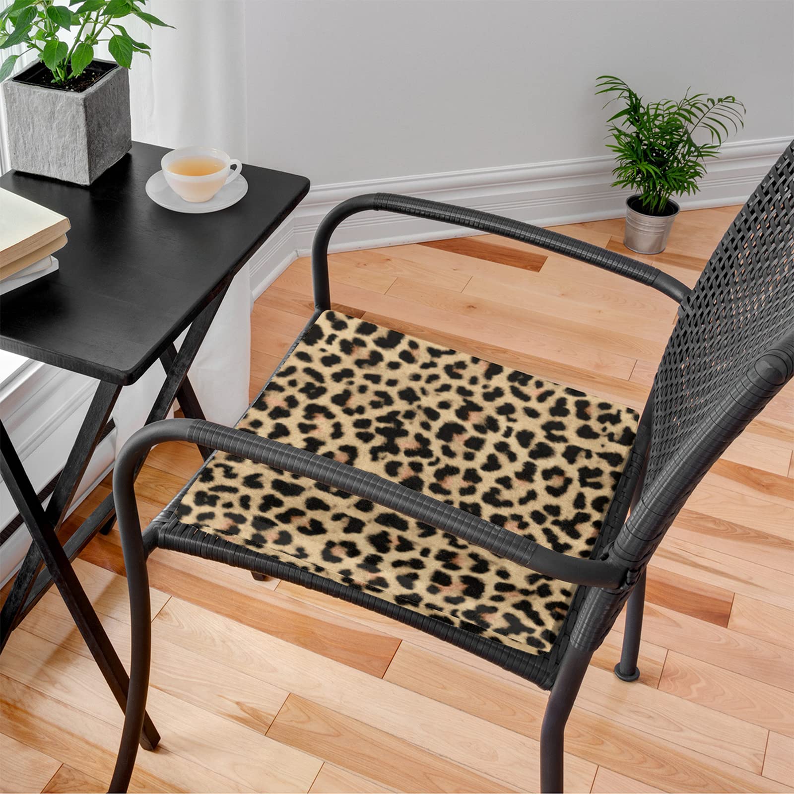 Chair Pad Chair Cushion Leopard Print Chair Seat Cushion Memory Foam Chair Pad Desk Chair Cushion Leopard Animal Seat Cushions for Office Dining Chairs