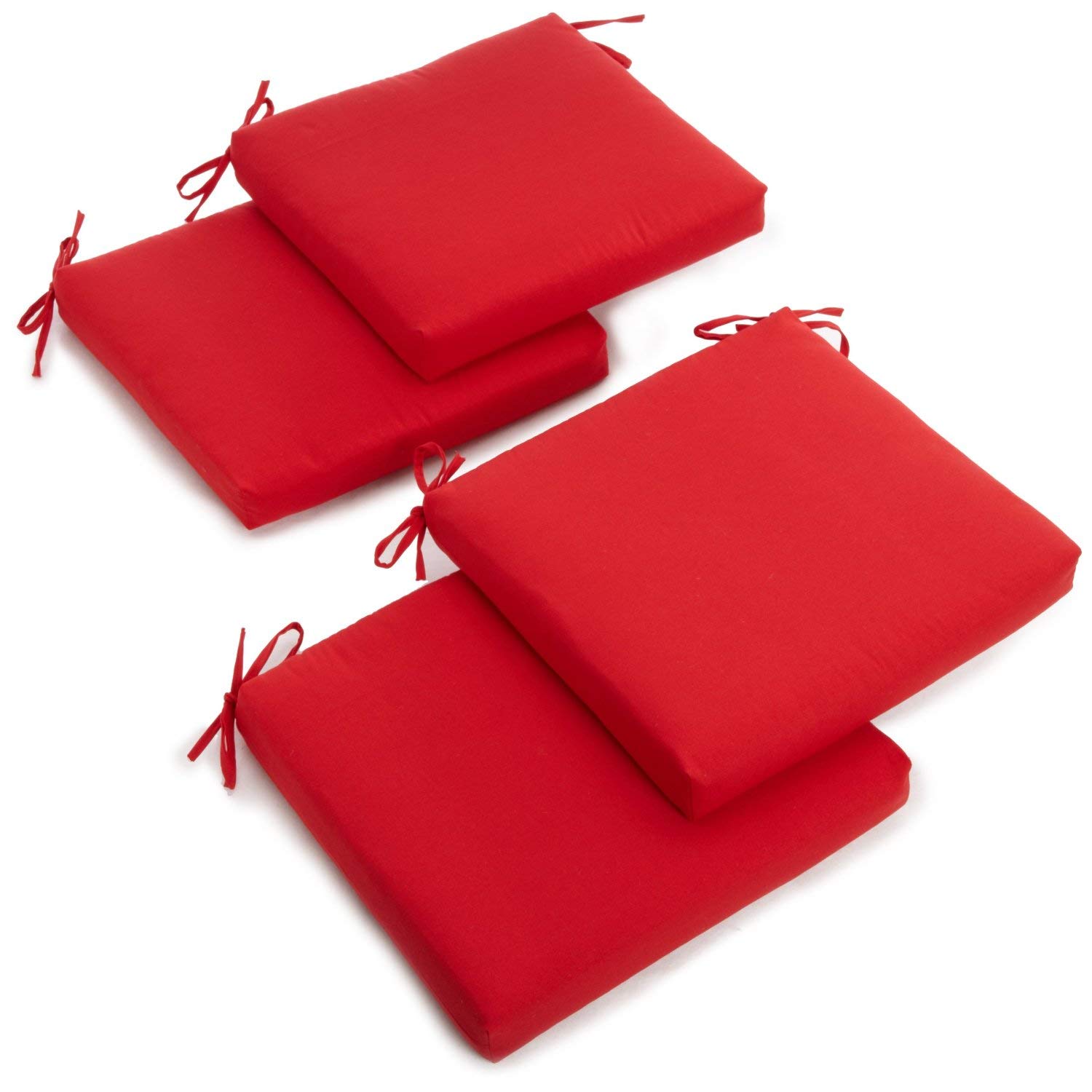 Blazing Needles, L.P. Indoor Twill Chair Cushion, 4 Count (Pack of 1), Red